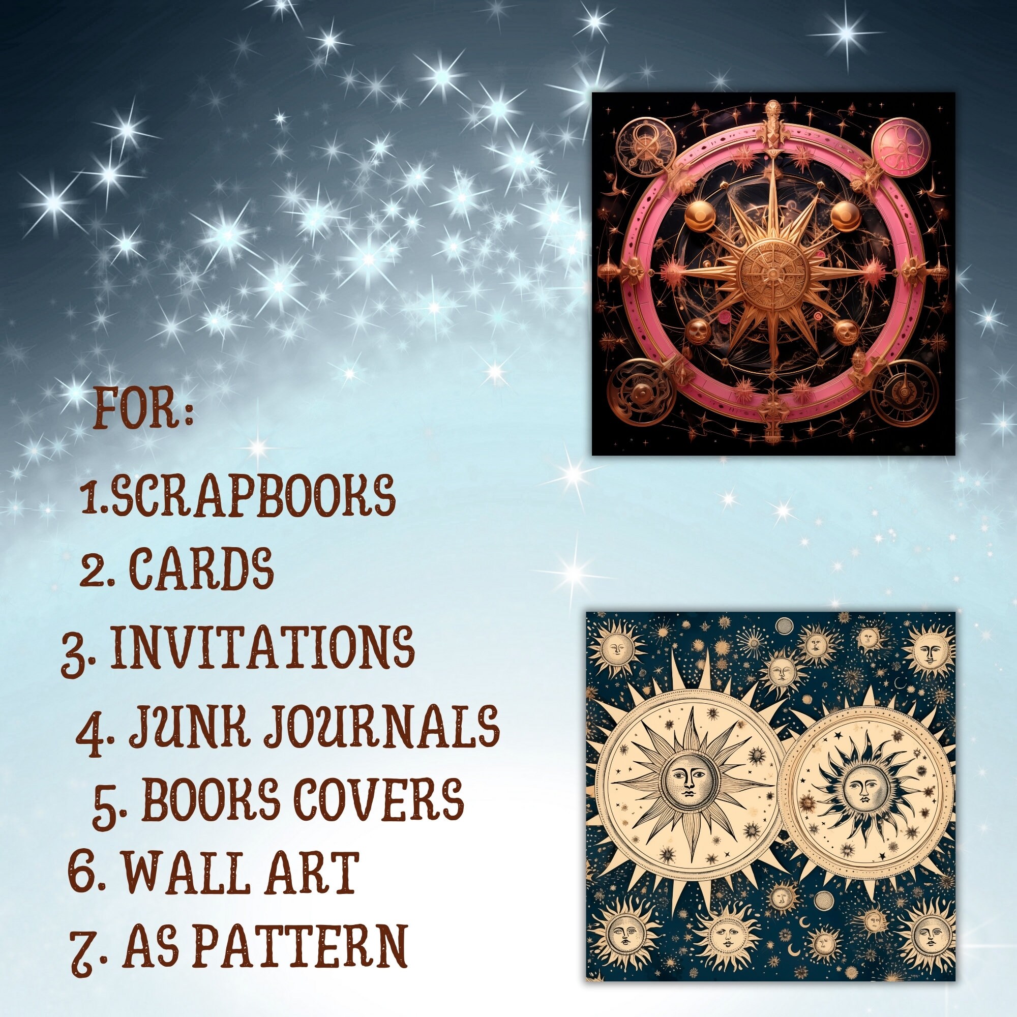 Enchanted Universe Digital Paper, Download Fantasy Ephemera Scrapbook ...
