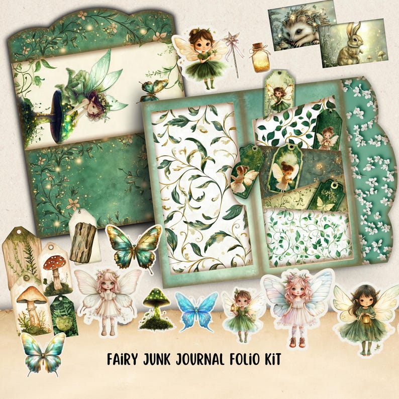 Fairy Junk Journal Folio Kit, Fairy Fussy Cut Clipart, Loaded Pocket ...