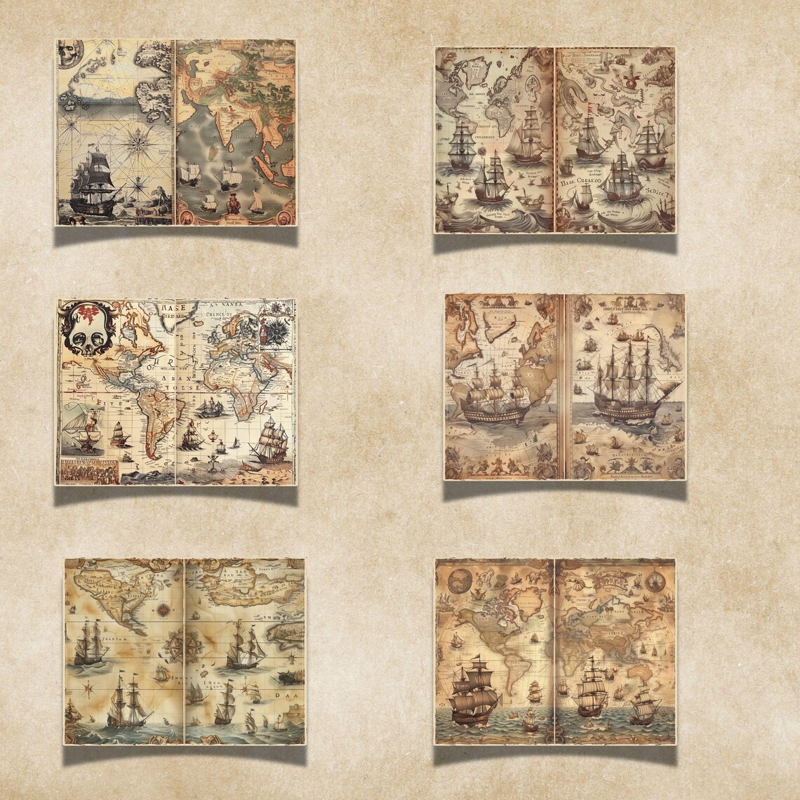 Pirate Ships Junk Journal Pages, Junk Journal Supplies, Vintage Journal ...