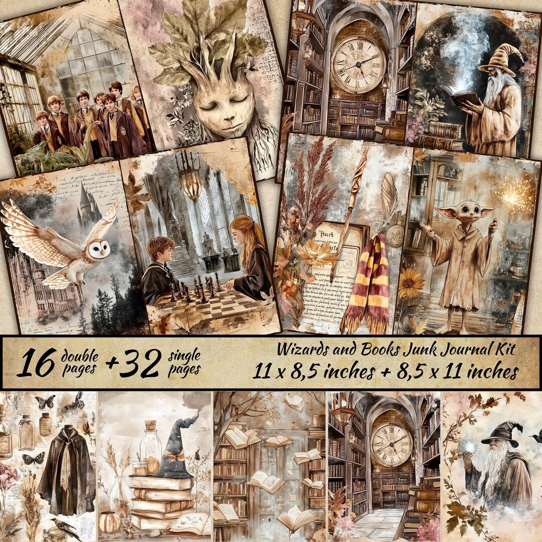School of Magic Junk Journal Bundle, Wizard Digital Collage Sheets ...