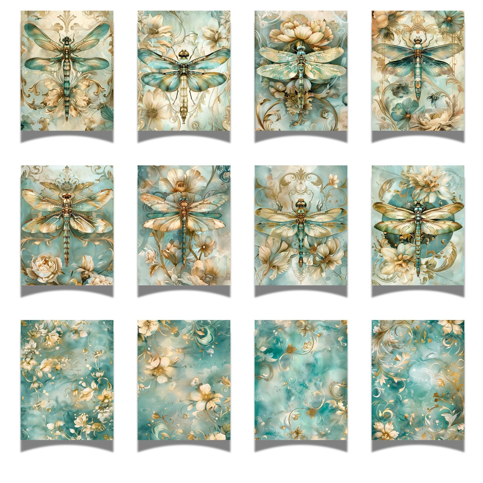 Dragonfly Junk Journal Bundle, Paper Craft, Collage Sheet 11 X 8.5 ...