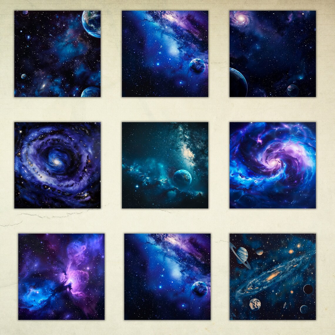 Galaxy Stars Digital Paper, Space Background, Cosmic Junk Journal ...