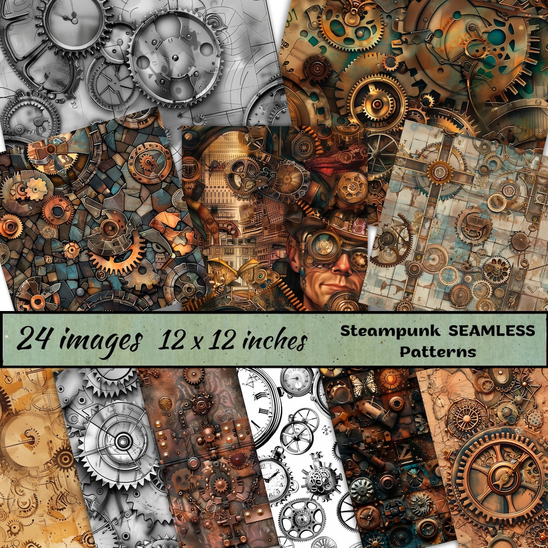 Steampunk SEAMLESS Pattern, Grunge Art, Grunge SEAMLESS Pattern ...