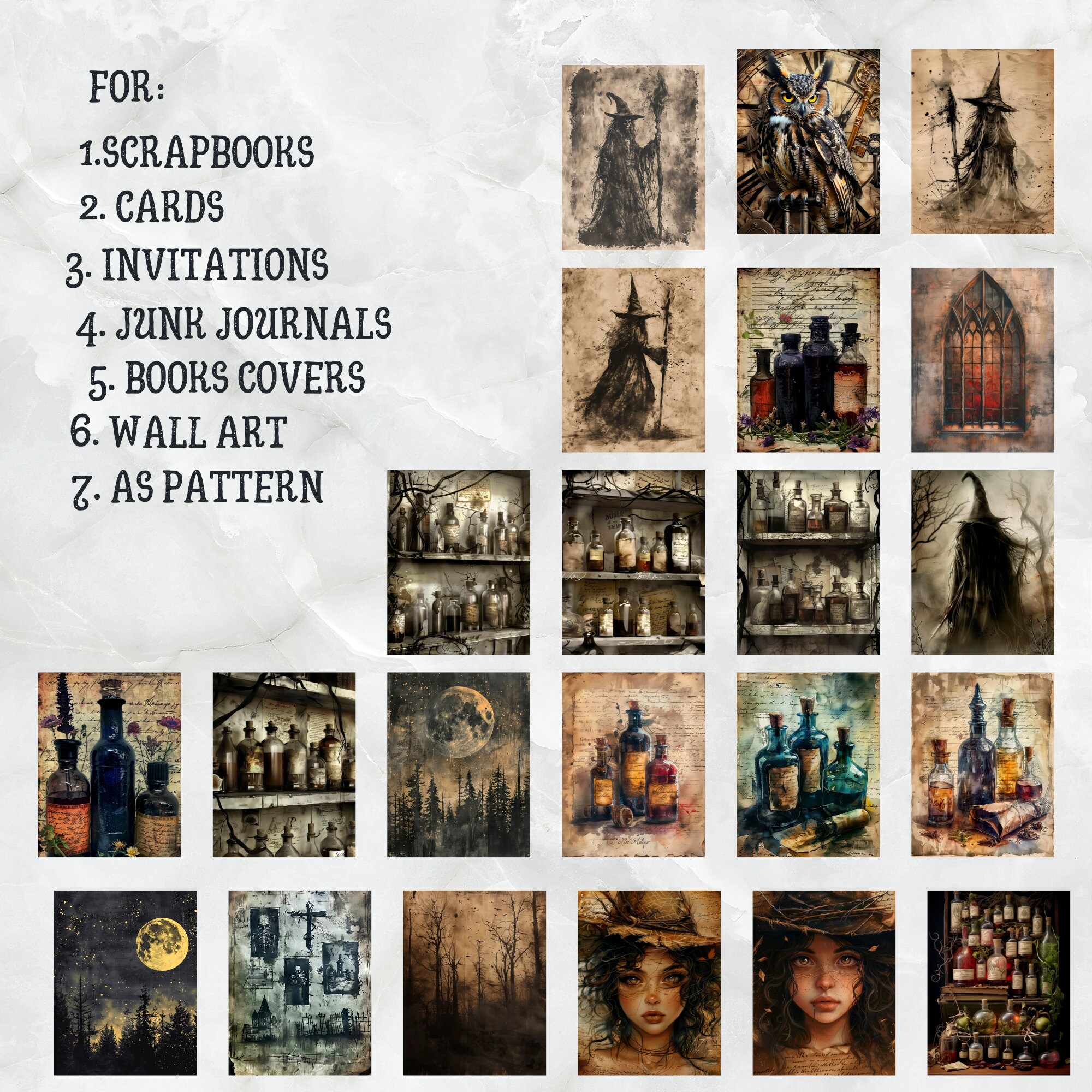 Big Bundle Dark Fantasy Journal Page, Dark Creepy Forest, Halloween ...
