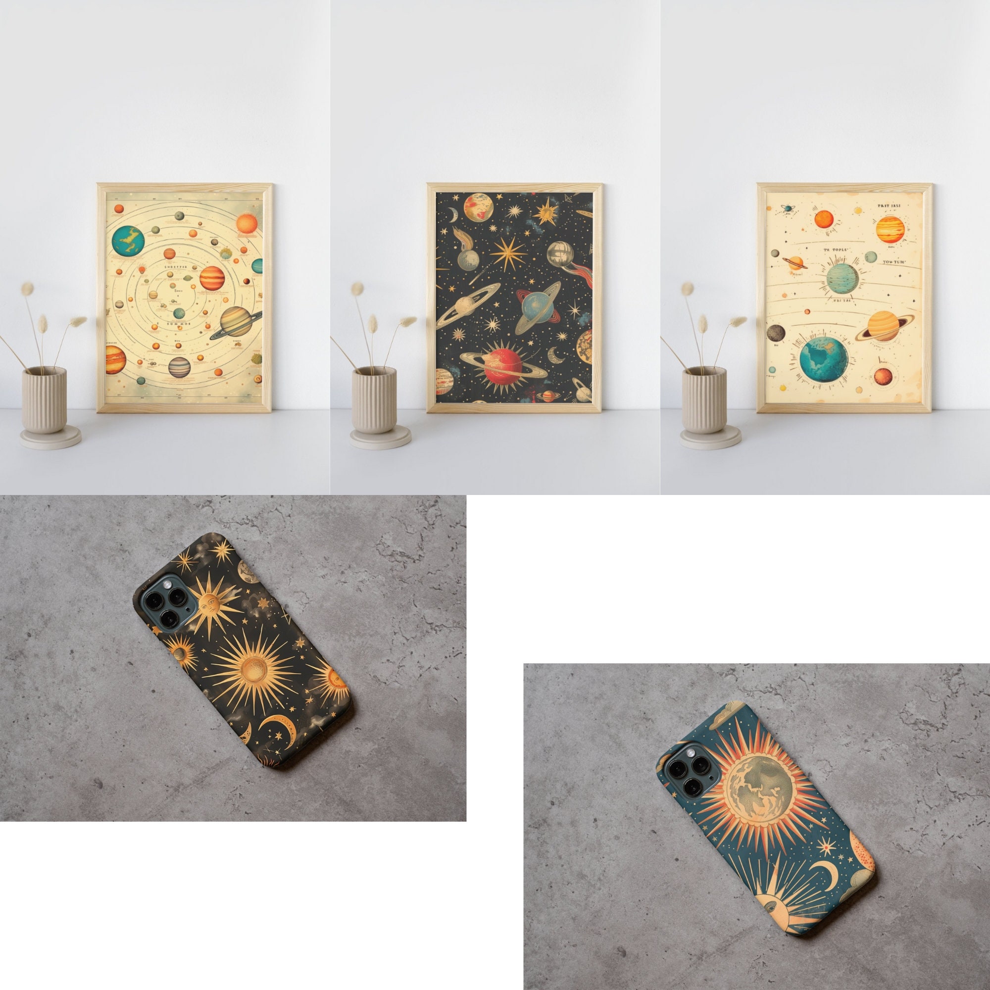 Vintage Celestial Digital Cards, Download Galaxy Paper, Zodiac ...