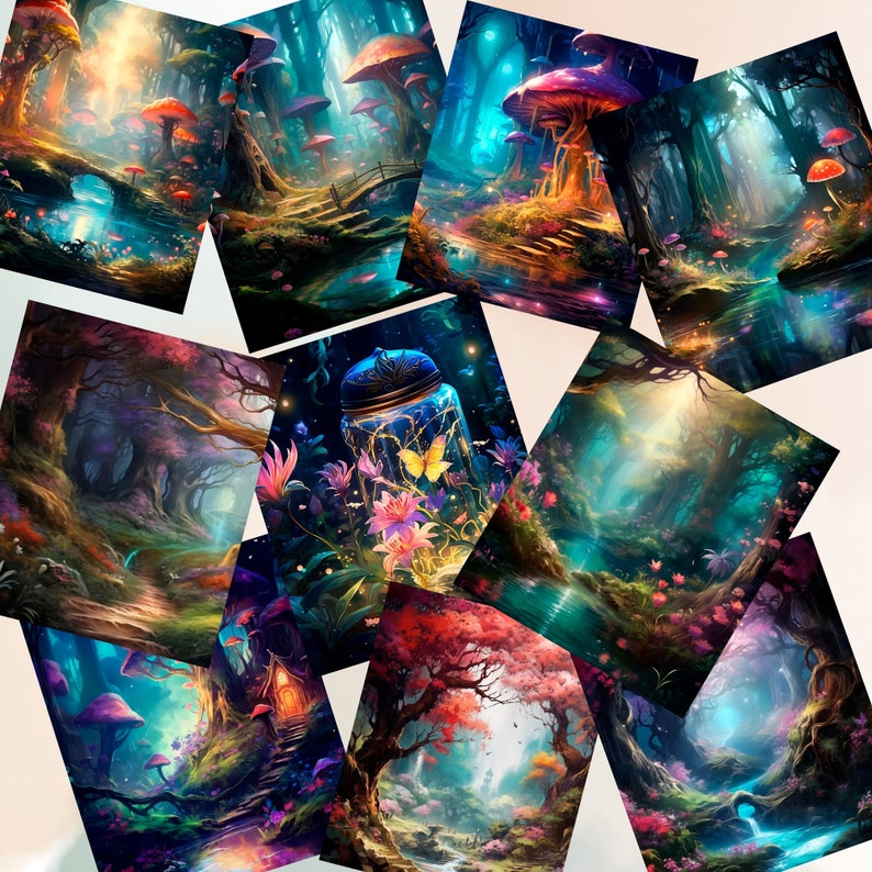 Magical Fairy Kingdom Digital Paper, Printable Fairy Forest Background ...