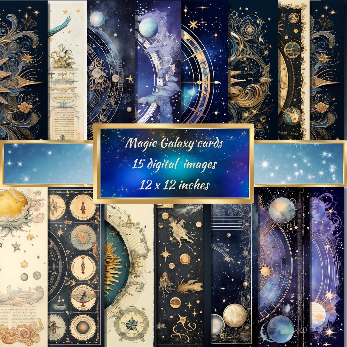 Magic Galaxy Digital Paper, Download Zodiac Printable Scrapbook Paper ...