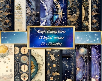 Blu Galaxy Magic Digital Paper, Download Celestial, Printable Galaxy ...