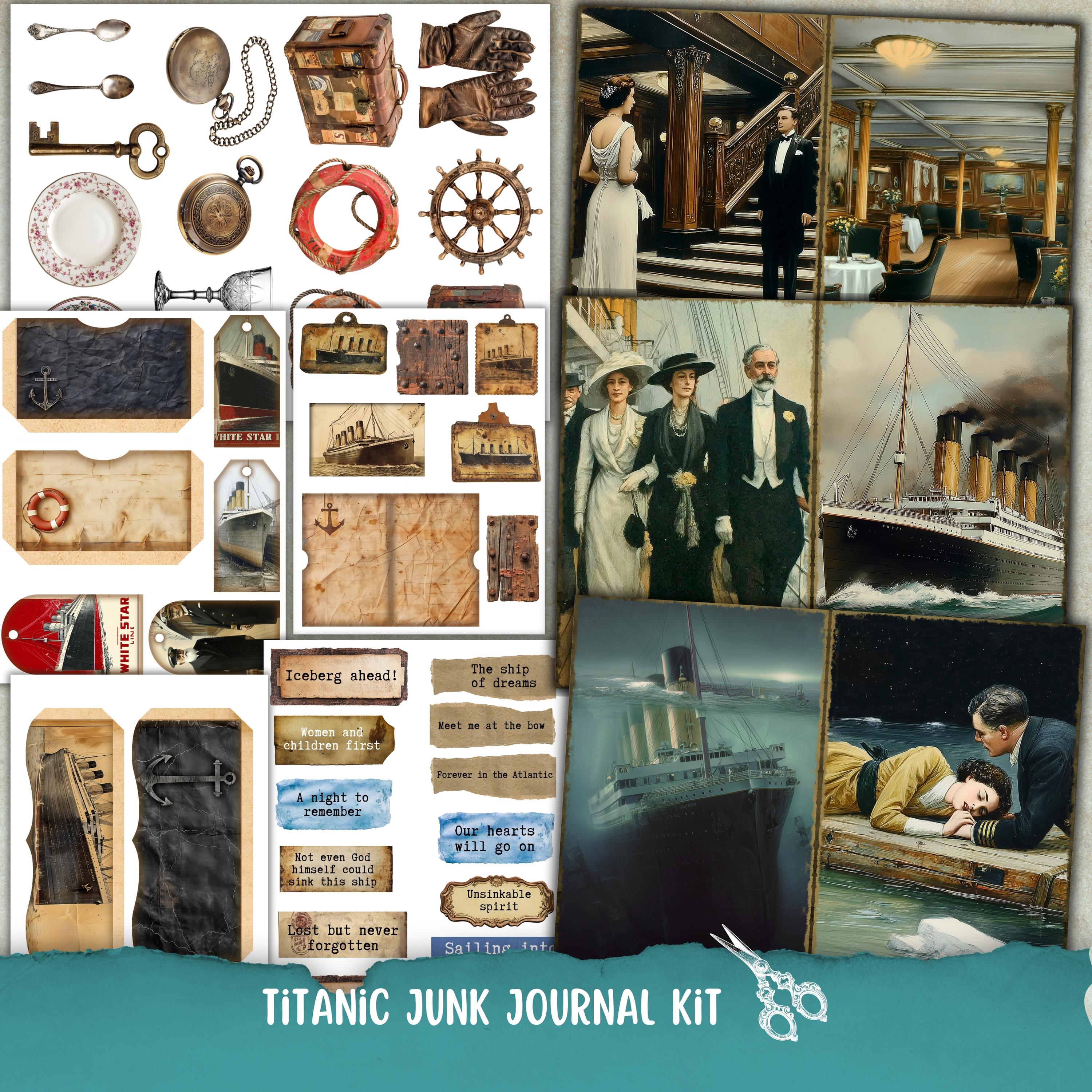 Titanic Junk Journal Kit, Vintage Marine Ephemera, Printable Collage ...