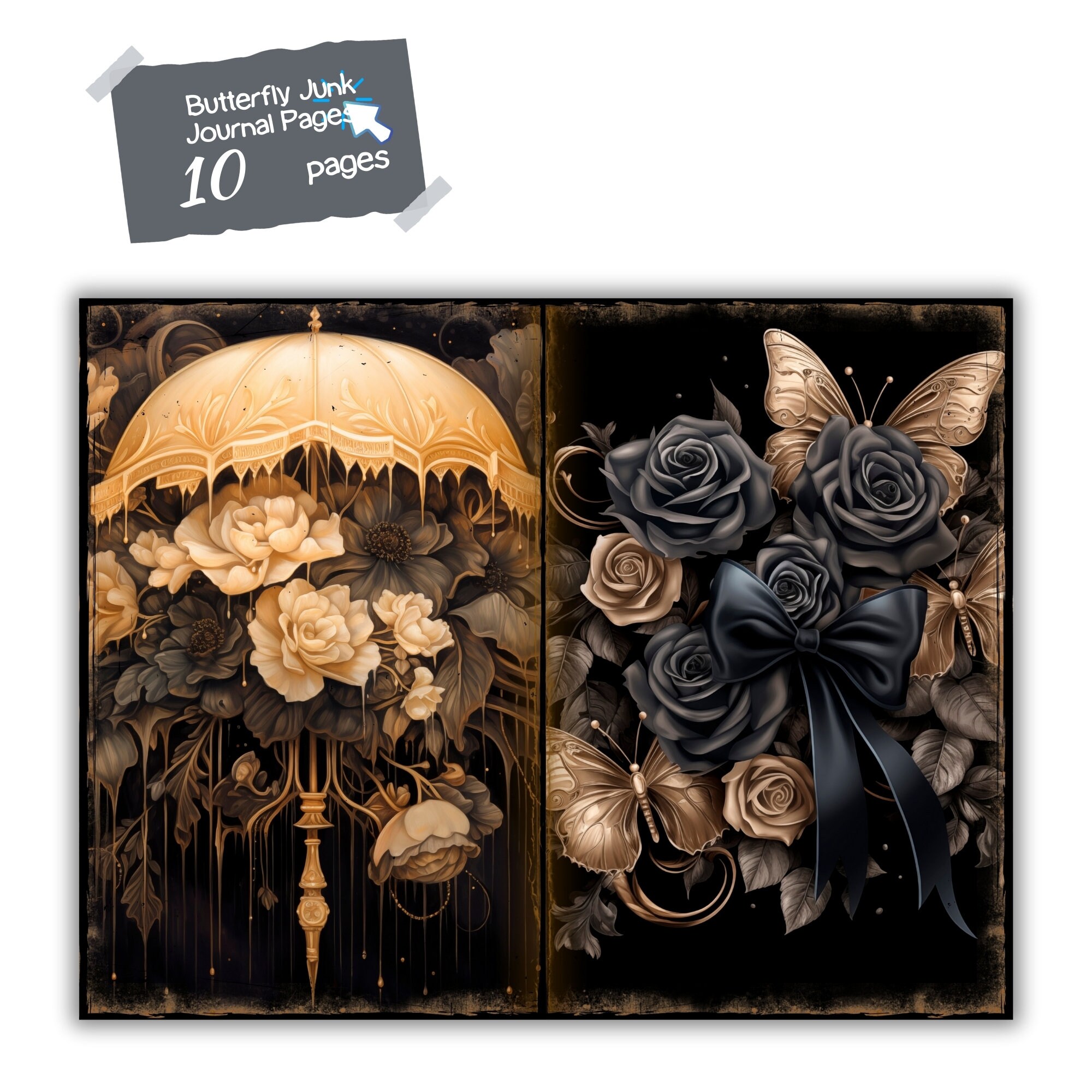 Butterfly Junk Journal Pages, Floral Scrapbook Paper, Printable Collage ...