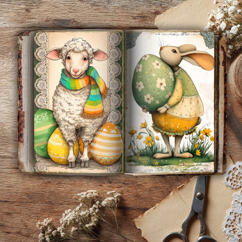 Easter Junk Journal Printable Pages, Whimsical Spring Scrapbooking ...