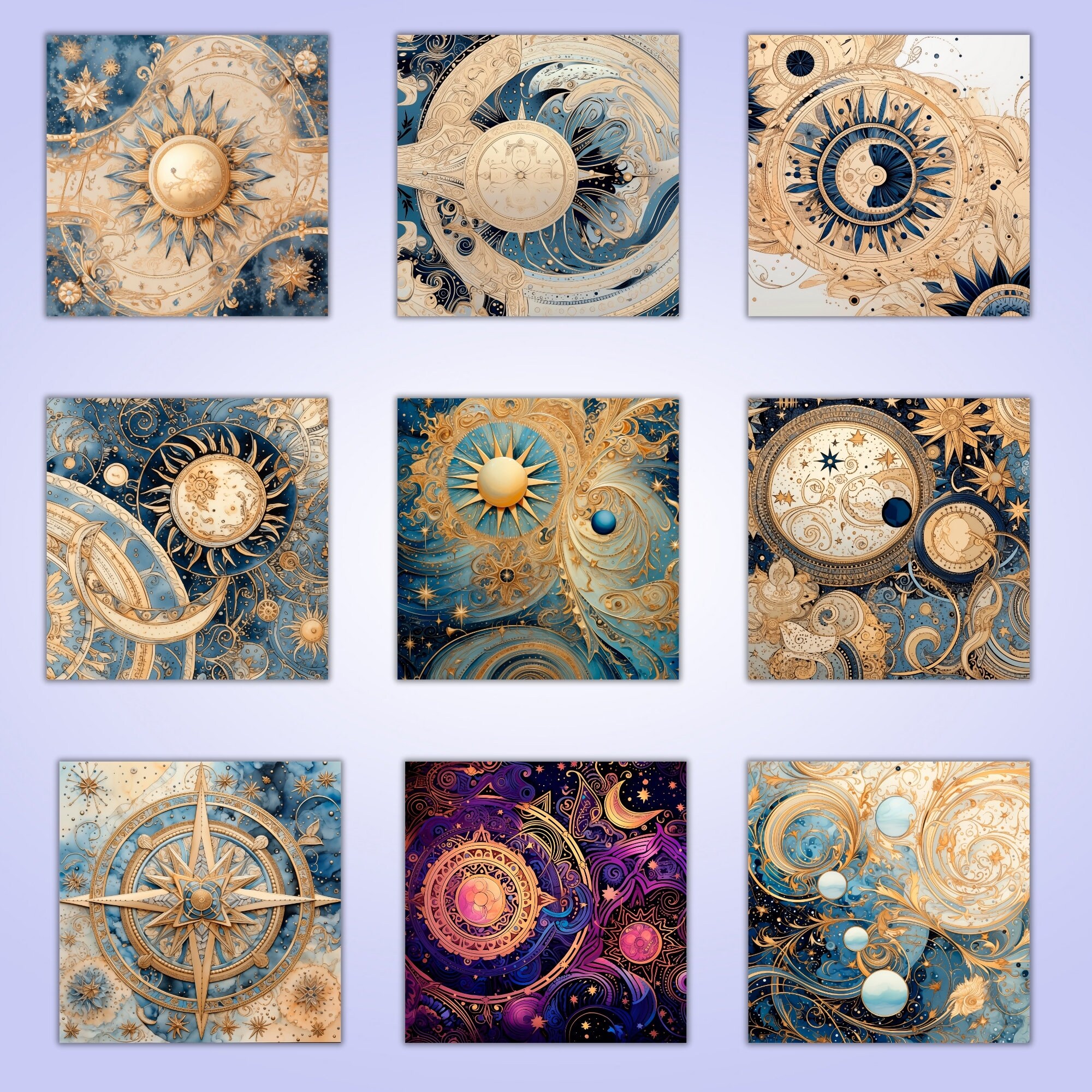 Celestial Galaxy Bundle Printable Papers, Download Printable Scrapbook ...