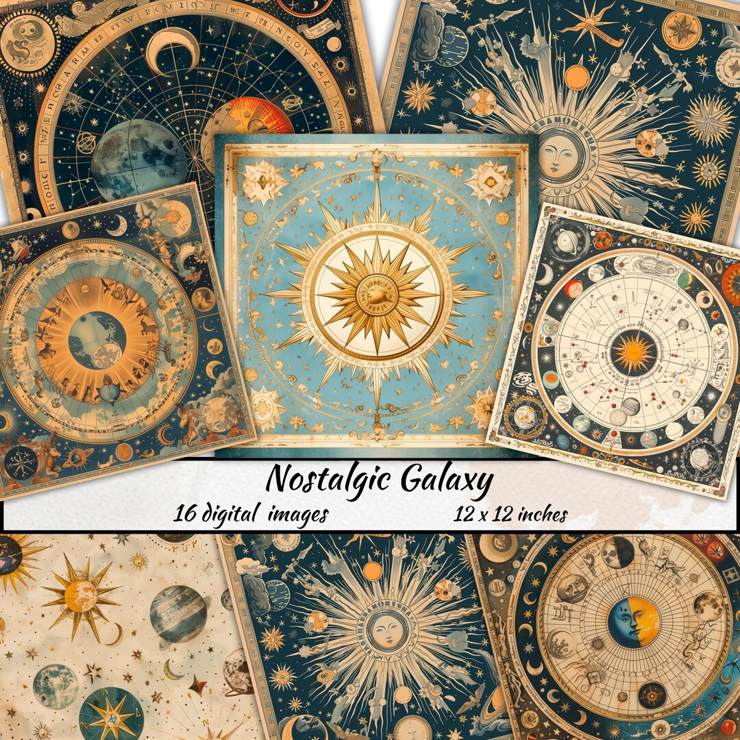 Nostalgic Galaxy Digital Paper, Magic Celestial Background, Gothic ...