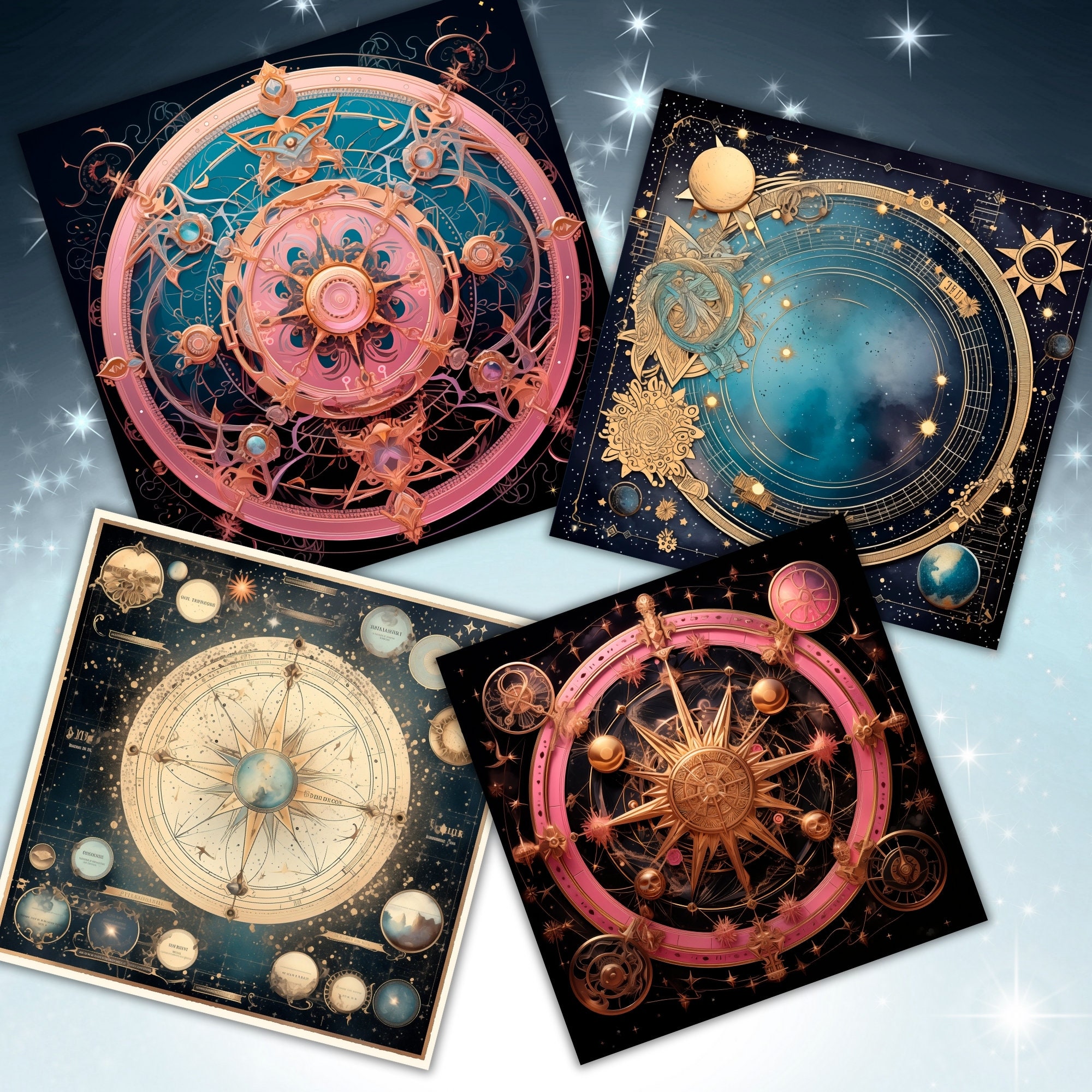 Enchanted Universe Digital Paper, Download Fantasy Ephemera Scrapbook ...