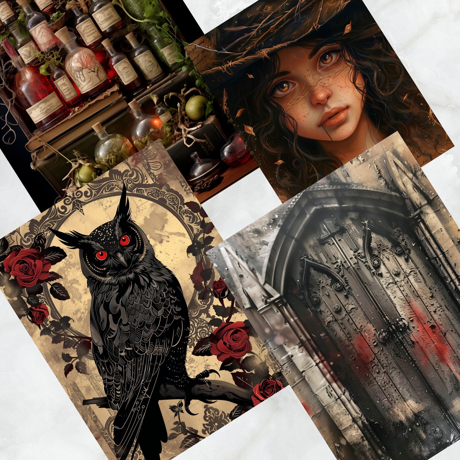 Big Bundle Dark Fantasy Journal Page, Dark Creepy Forest, Halloween ...