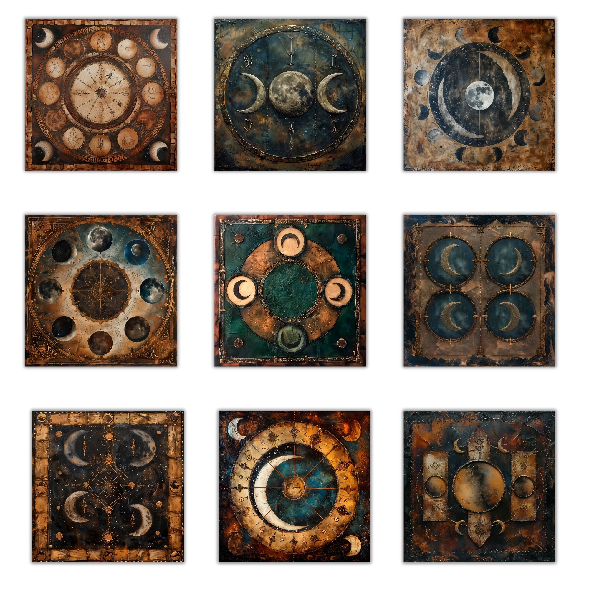 Moon and Runes Digital Paper, Download Moon Printable Scrapbook Paper ...