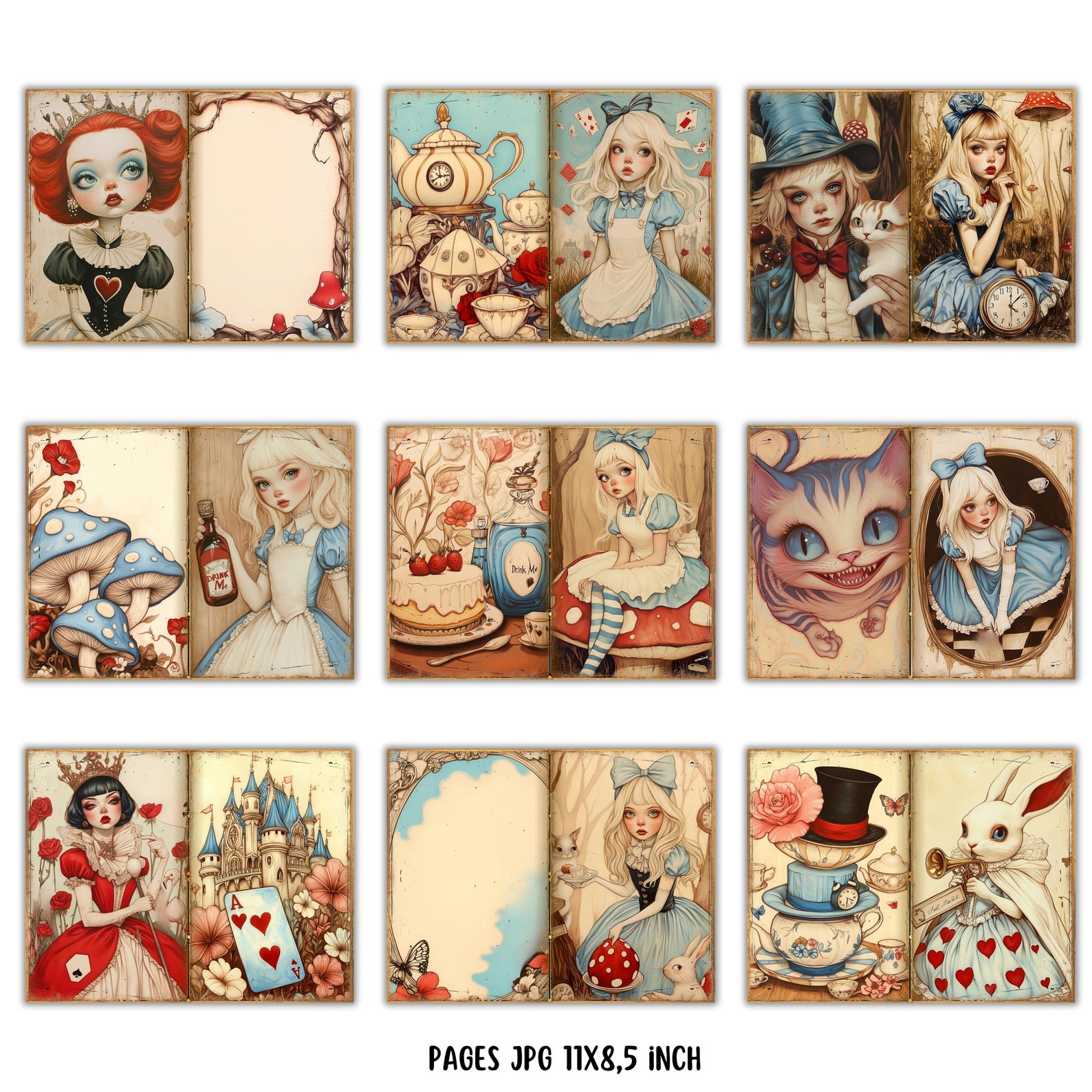 Alice Adventures Junk Journal Kit, Alice in Wonderland Printable, Mad ...