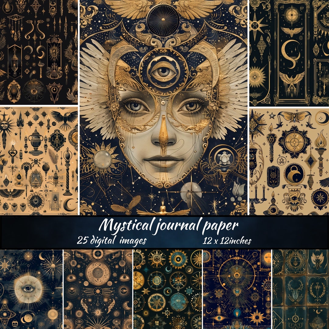 Mystical Journal Digital Paper, Witch Junk Journal Paper Pack ...