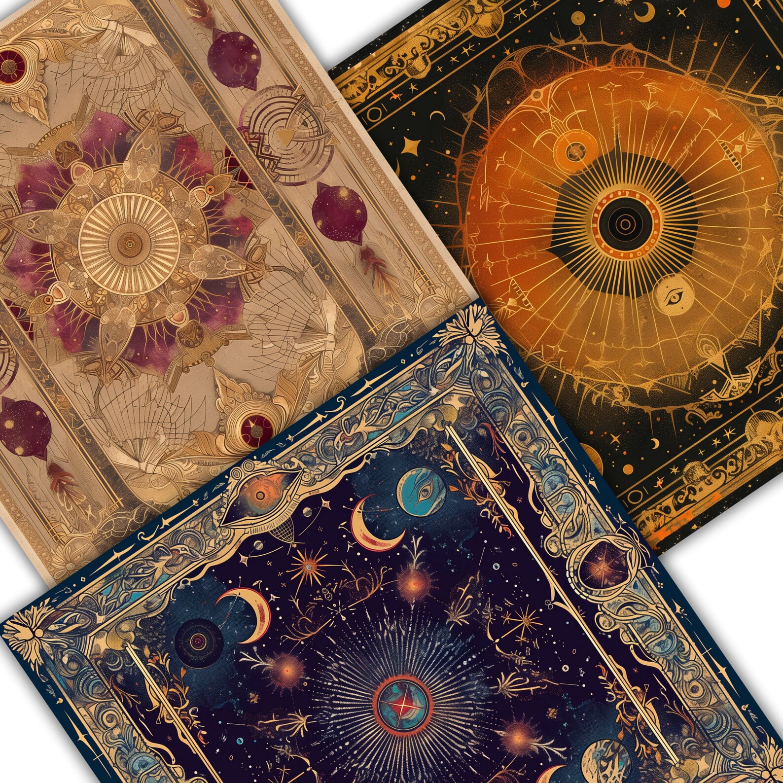 Magic Mandala and Moon, Download Moon Printable Scrapbook Paper ...