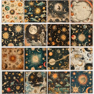 Vintage Celestial Digital Cards, Download Galaxy Paper, Zodiac ...