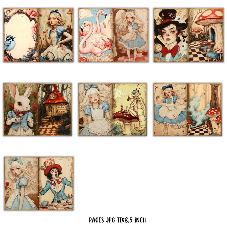 Alice Adventures Junk Journal Kit, Alice in Wonderland Printable, Mad ...