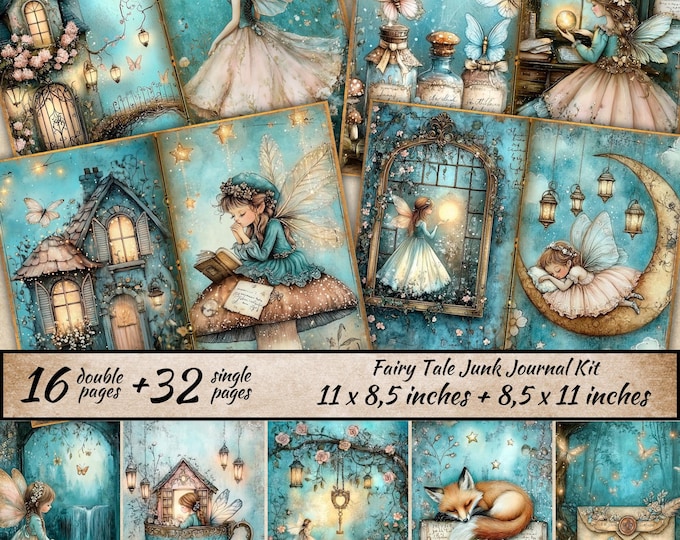 Fairy Tale Junk Journal Kit, Enchanted Junk Journal Page, Scrapbooking ...