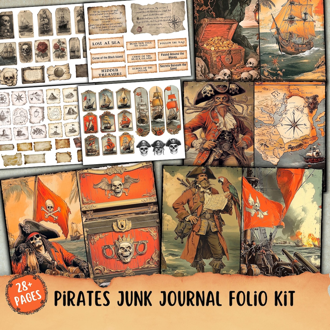 Pirates Junk Journal Folio Kit, Nautical Junk Journal, Pirates Ship ...
