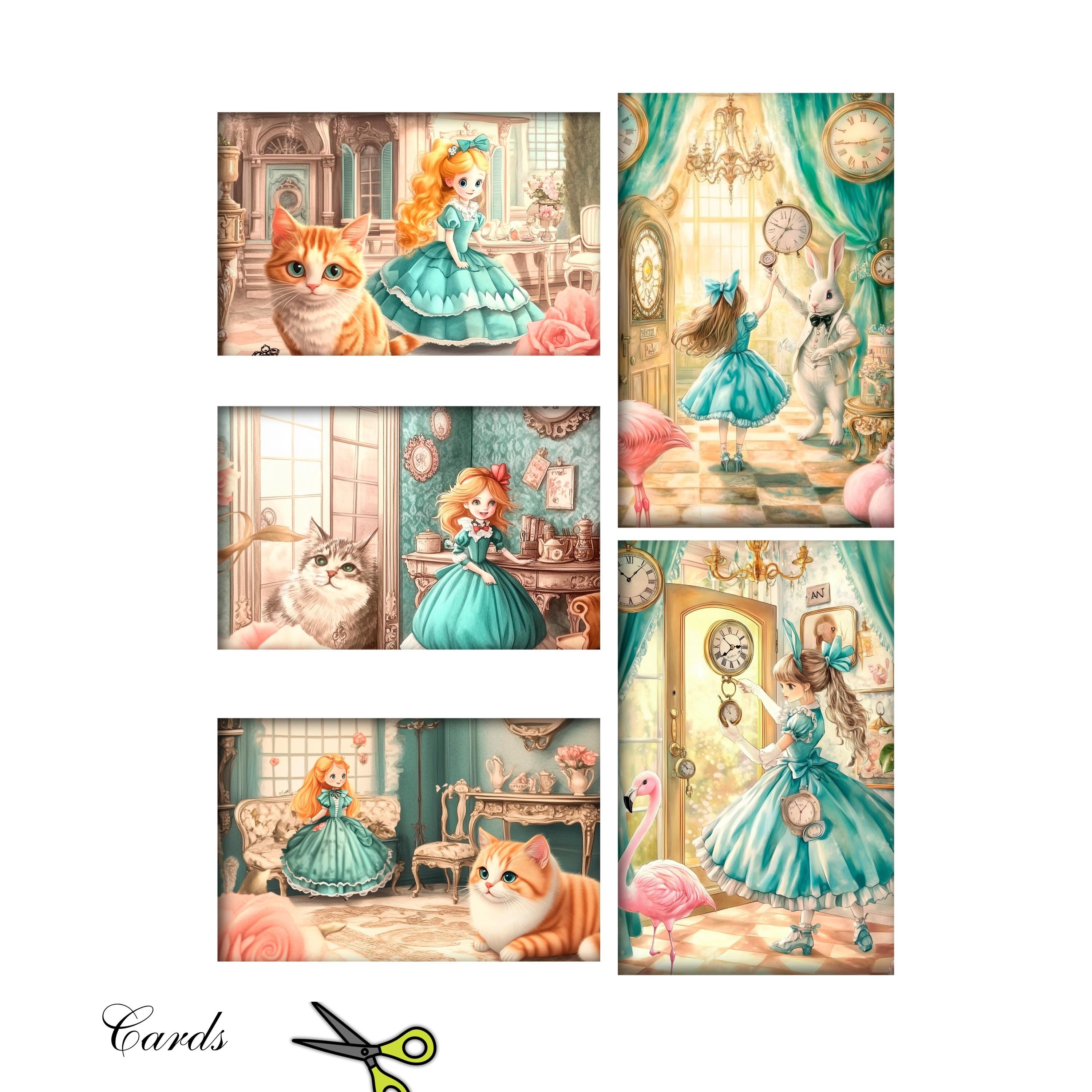Alice in Wonderland Folio Kit, Tags and Ephemera, Shabby Chic Junk ...