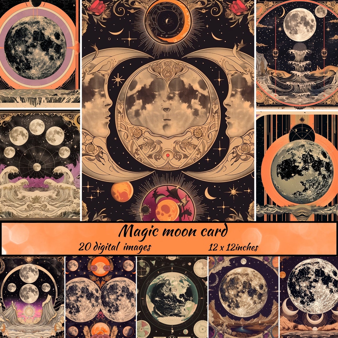 Magic Moon Digital Paper, Download Magic Moon Printable Scrapbook Paper ...