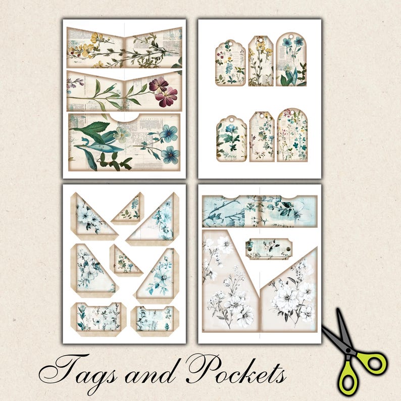 Vintage Floral Junk Journal Folio Kit, Shabby Chic Junk Journal ...