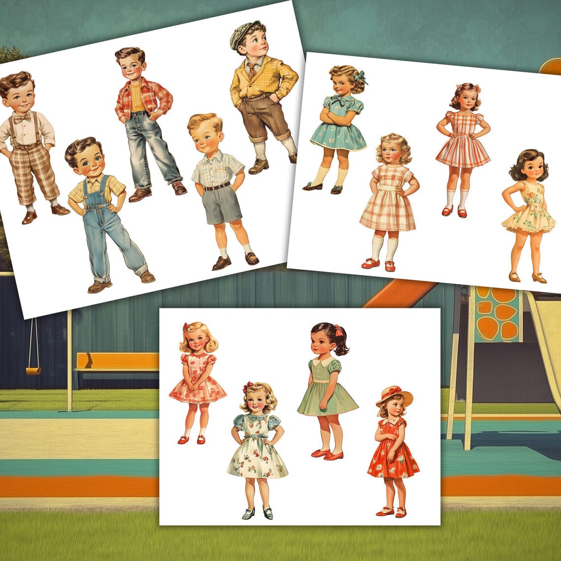 50s Paper Doll Printable, Doll Journaling, Retro Men Lady Fussy Cut ...