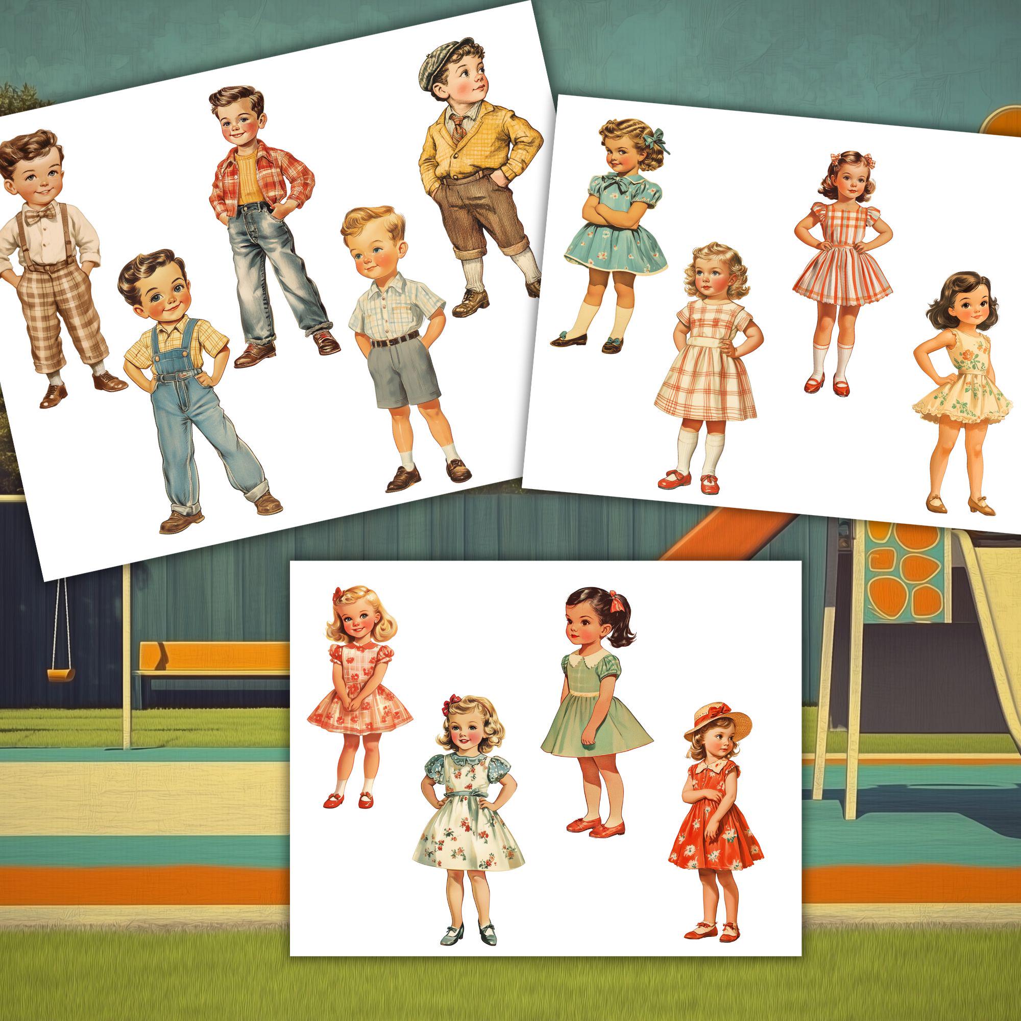 50s Paper Doll Printable, Doll Journaling, Retro Men Lady Fussy Cut ...