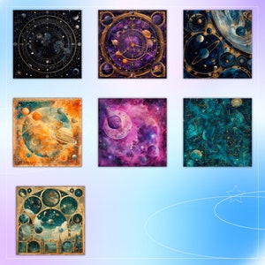 Galaxy Magic Digital Paper, Download Zodiac Printable Scrapbook Paper ...