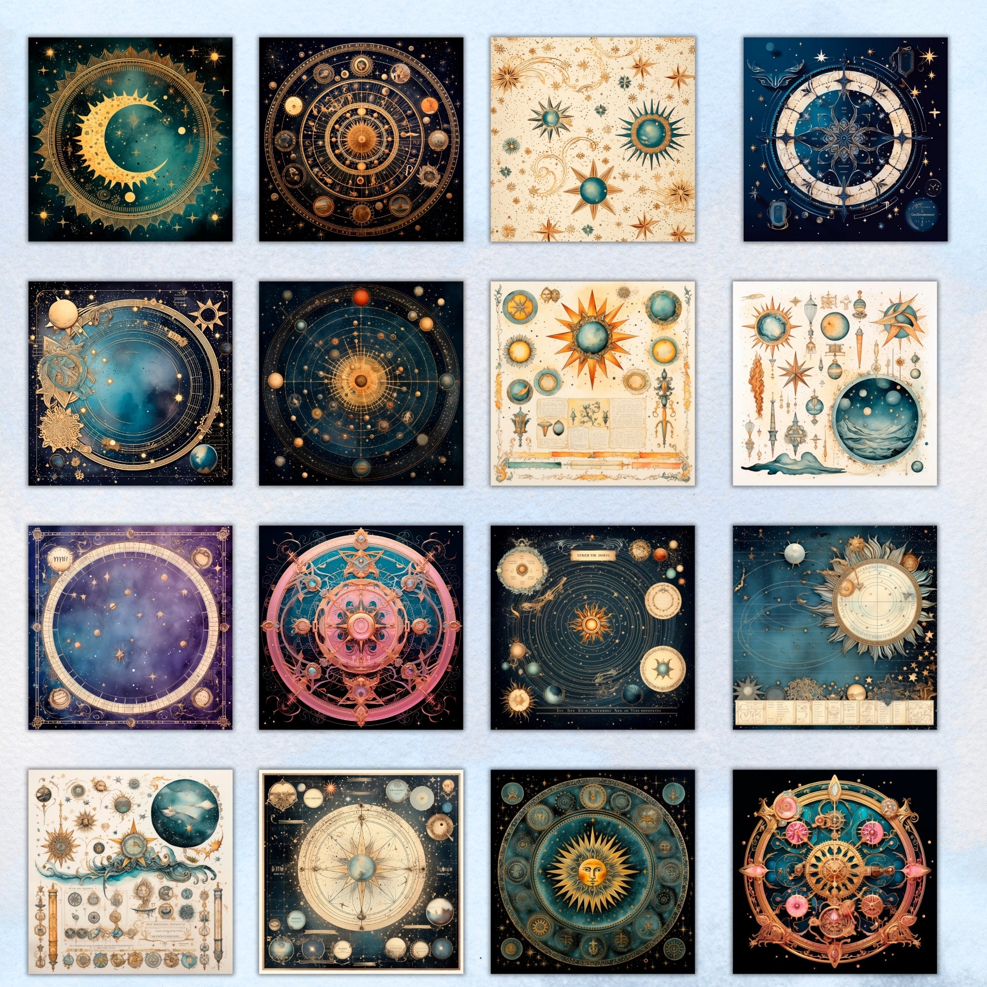 Enchanted Universe Digital Paper, Download Fantasy Ephemera Scrapbook ...