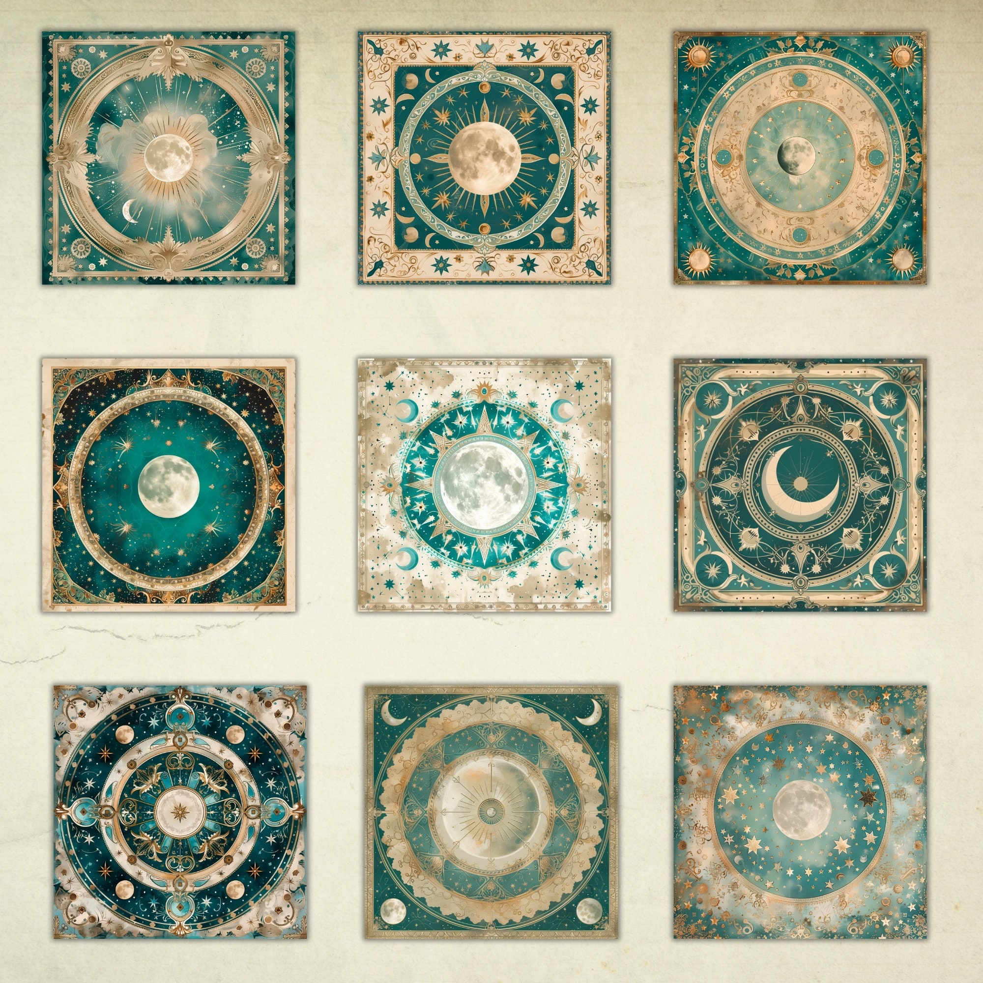 Vintage Celestial Pack,printable Galaxy Scrapbook Paper,watercolor ...