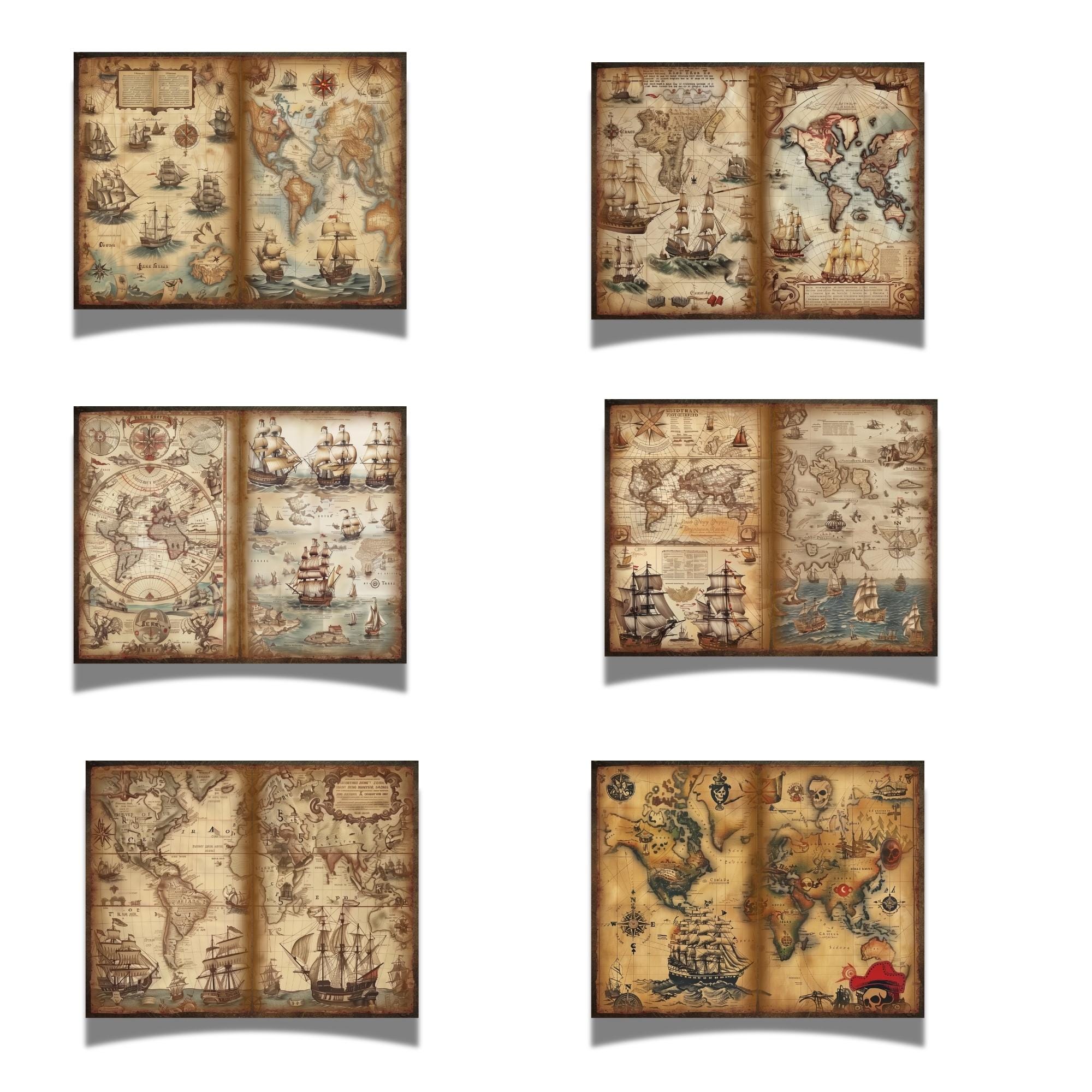 Vintage Pirates Junk Journal Pages, Nautical Junk Journal, Pirates Ship ...