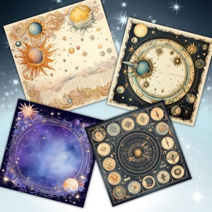 Magic Galaxy Digital Paper, Download Zodiac Printable Scrapbook Paper ...