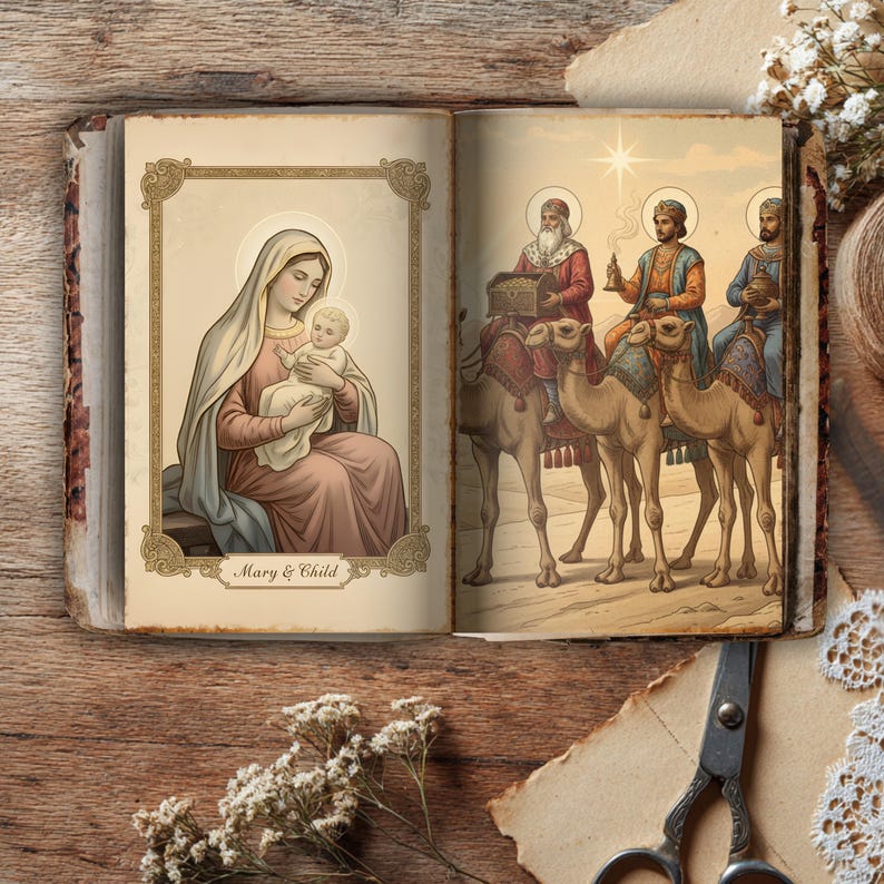 Christmas Junk Journal Kit, Faith Cards, Bible Printable Paper ...