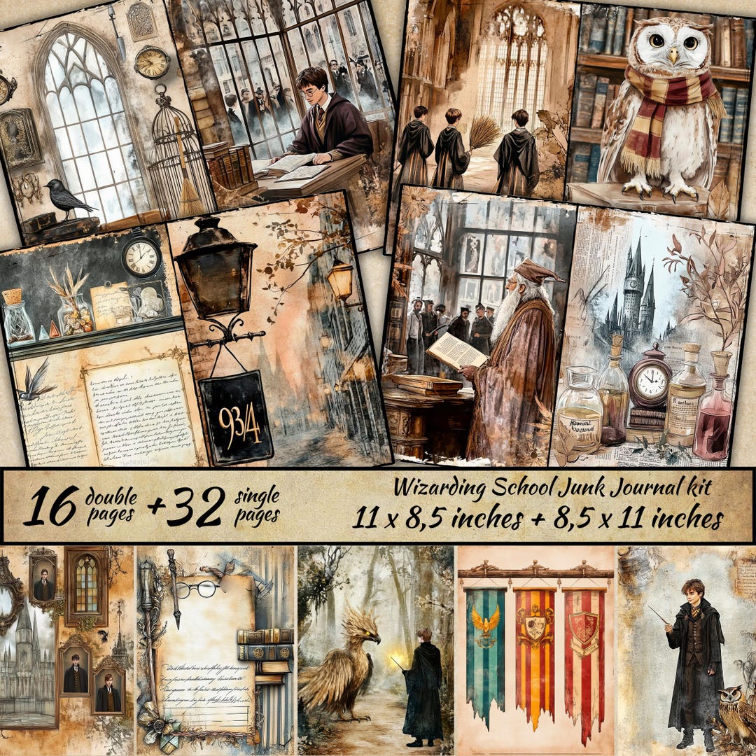 Wizarding School Junk Journal Kit, Magic School Journal Big Bundle ...