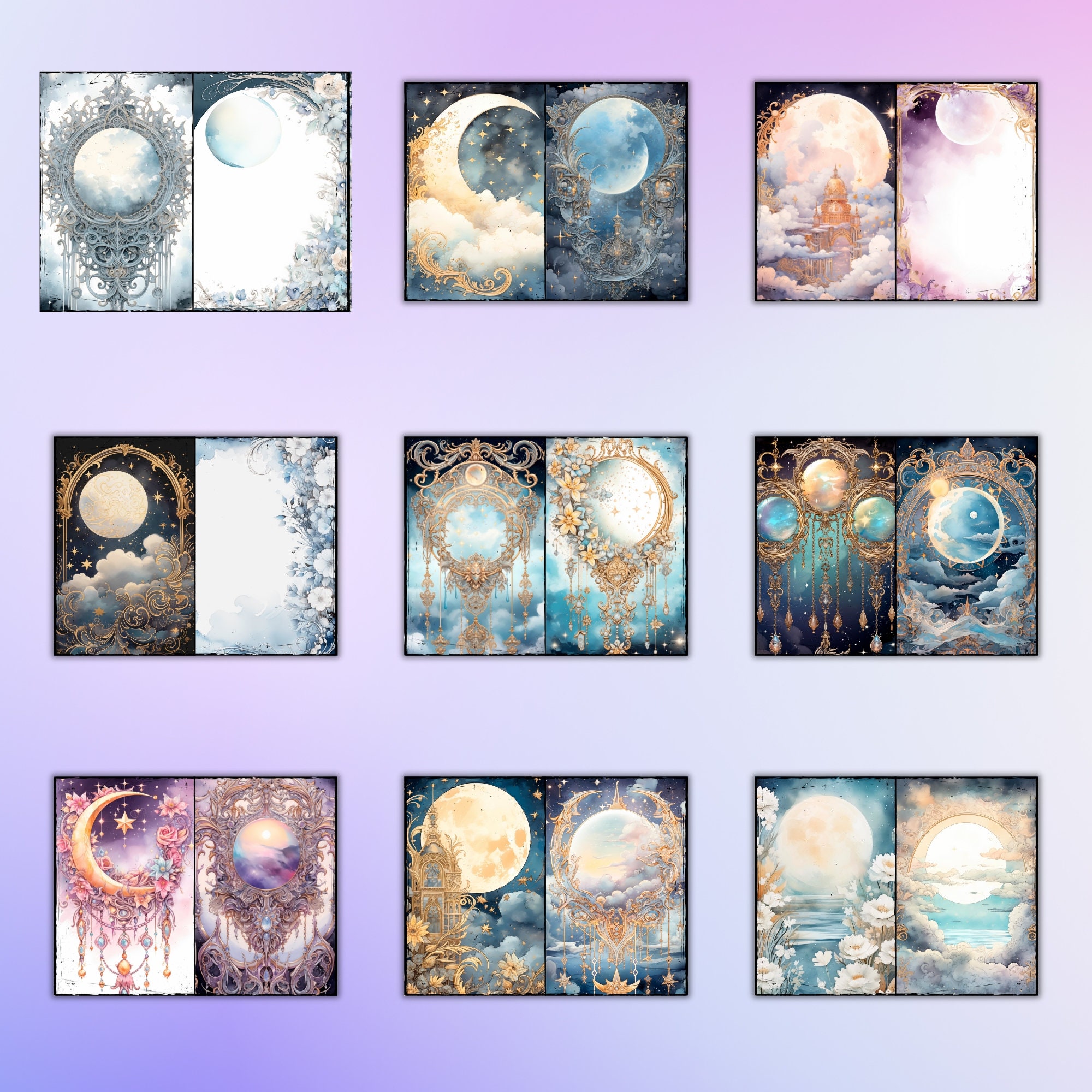 Celestial Digital Collage Kit, Vintage Night Sky Printable, Mystical ...