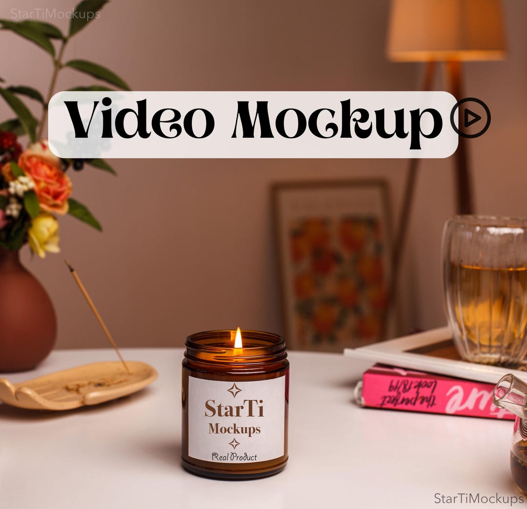 Amber Candle Video Mockup 9oz Soy Candle Jar Mock-up Video Printify ...