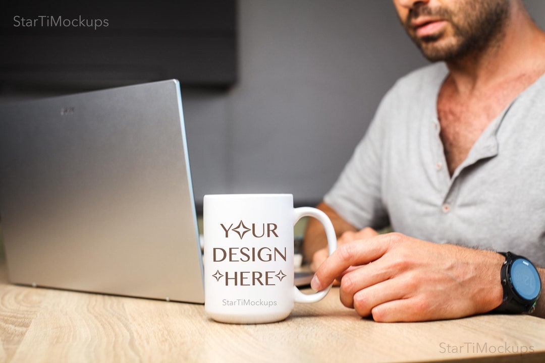 Masculine Mug Mockup 15oz Realistic Mock up Mug With Man Trendy Coffee ...
