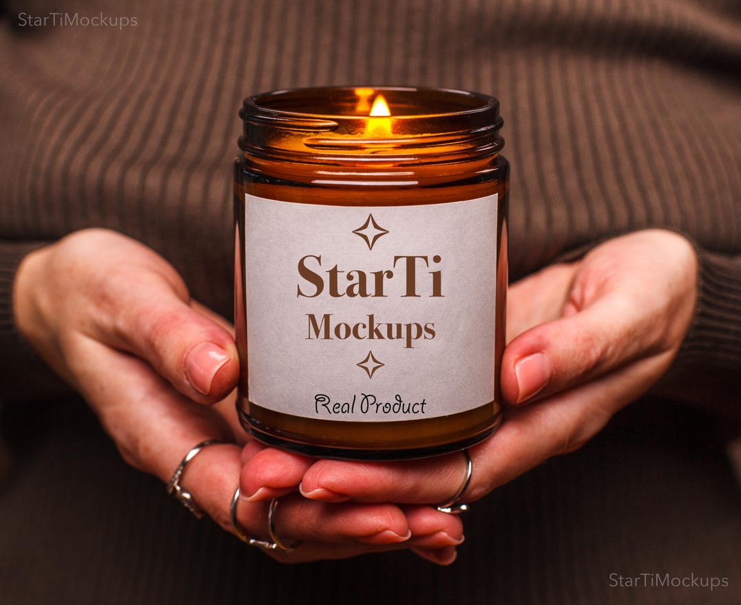 Amber Candle Mockup PSD Lumient Scented Soy Candle Mock-up Real 9 Oz ...
