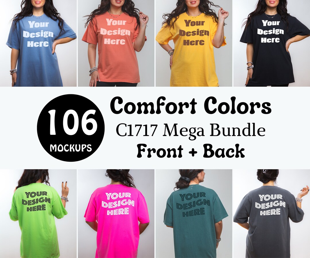 Comfort Colors 1717 Mockup Front and Back Bundle Comfort Colors Tshirt ...