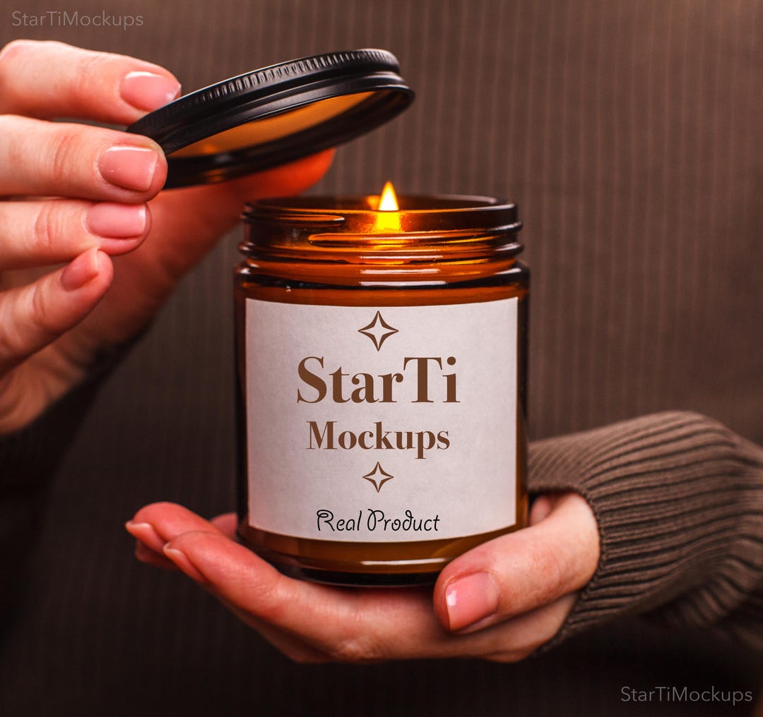 Soy Candle Mockup Lumient Scented Amber Candle Mock-up Real 9 Oz Candle ...