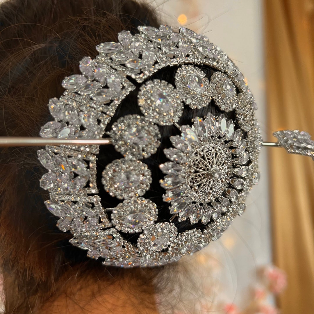Crystal Bun Hair Accessory Beautiful Bridal Wedding Guest Unique Style ...