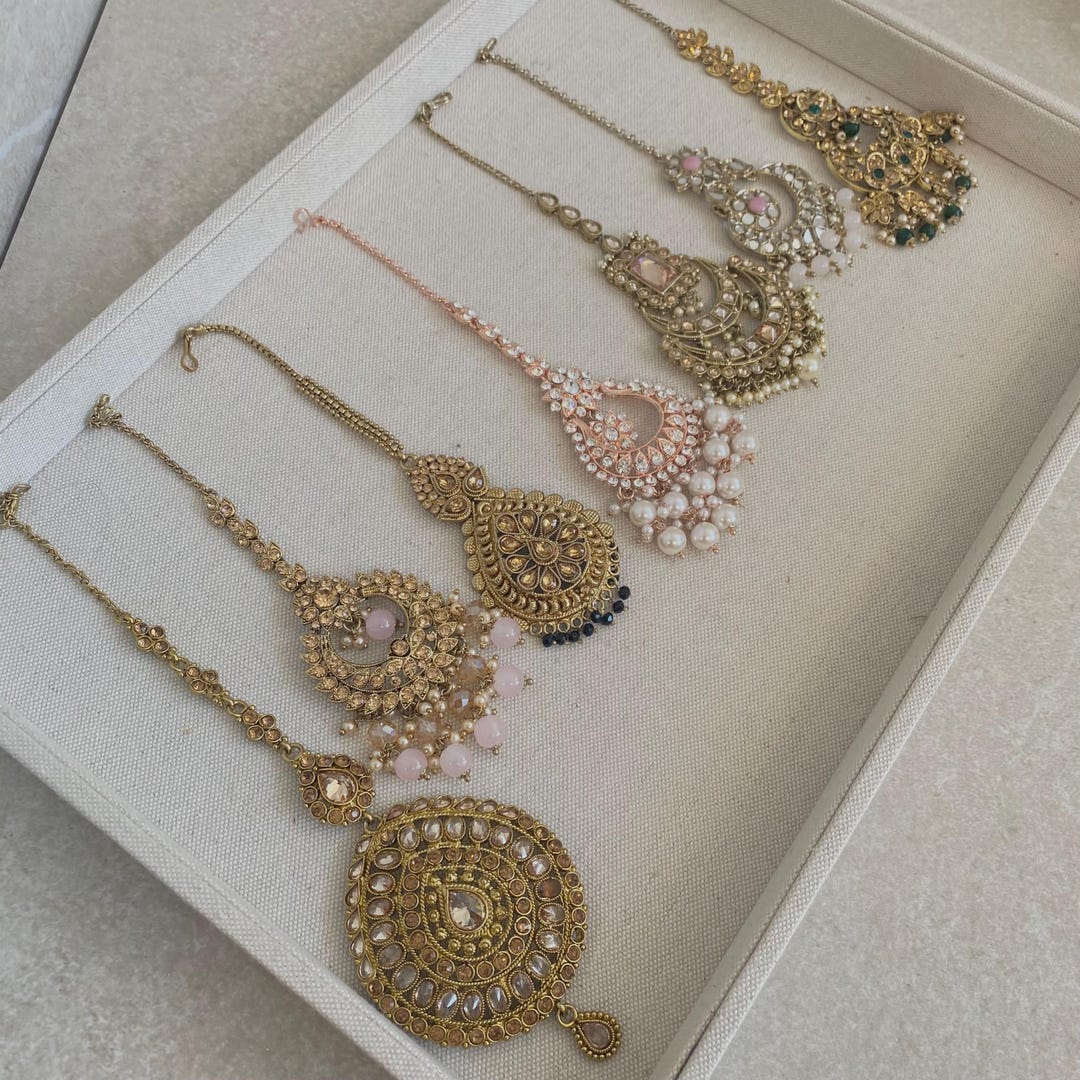 Selection of Random Antique Gold Rose Gold Extra Large Tikka Maang ...