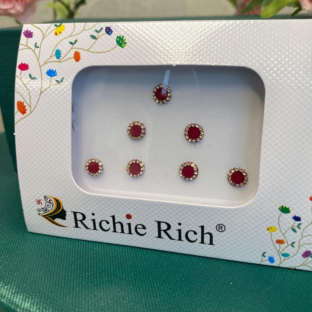 Maroon Crystal Round Bindi Pack/ Bindiya/ Chanlo/ Indian Accessory ...