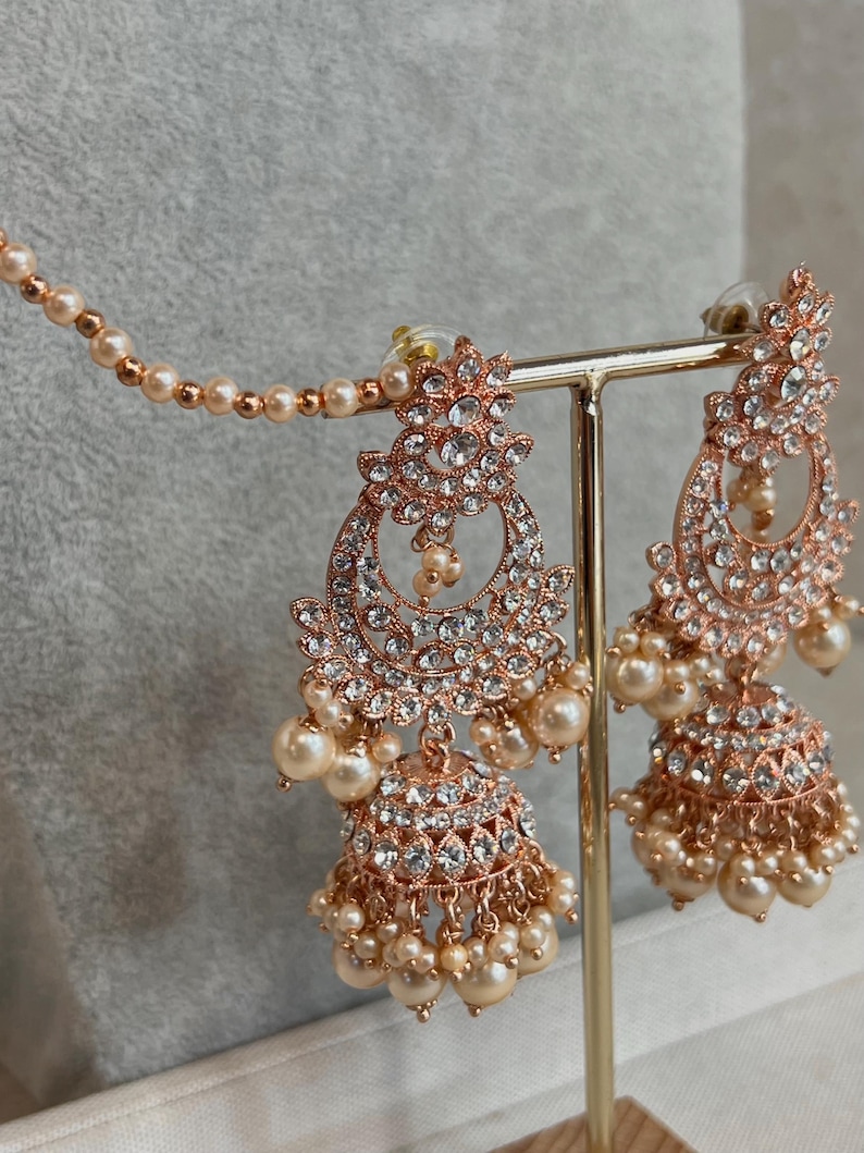 Rose Gold Bridal Set - Indian/ Pakistani Style With Jhumka Earring ...