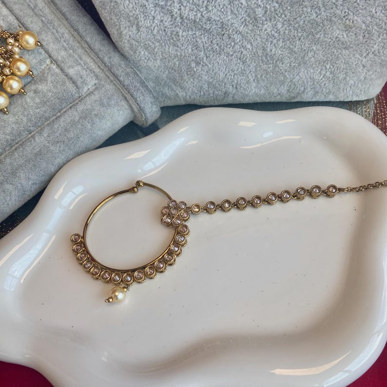 Traditional Indian Pakistani Champagne Large Antique Gold Full Bridal ...